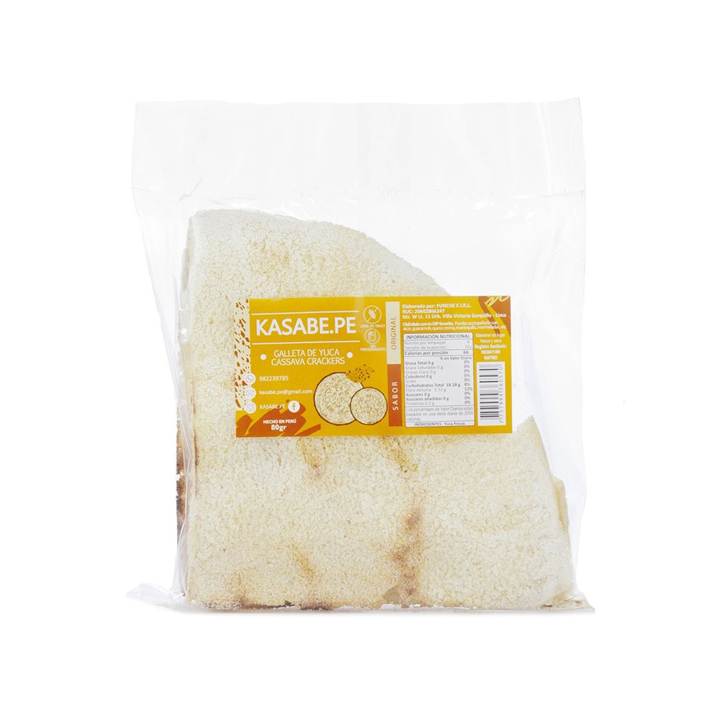 Galletas de Yuca Sabor Original sin Gluten Kasabe 80 g - florayfauna